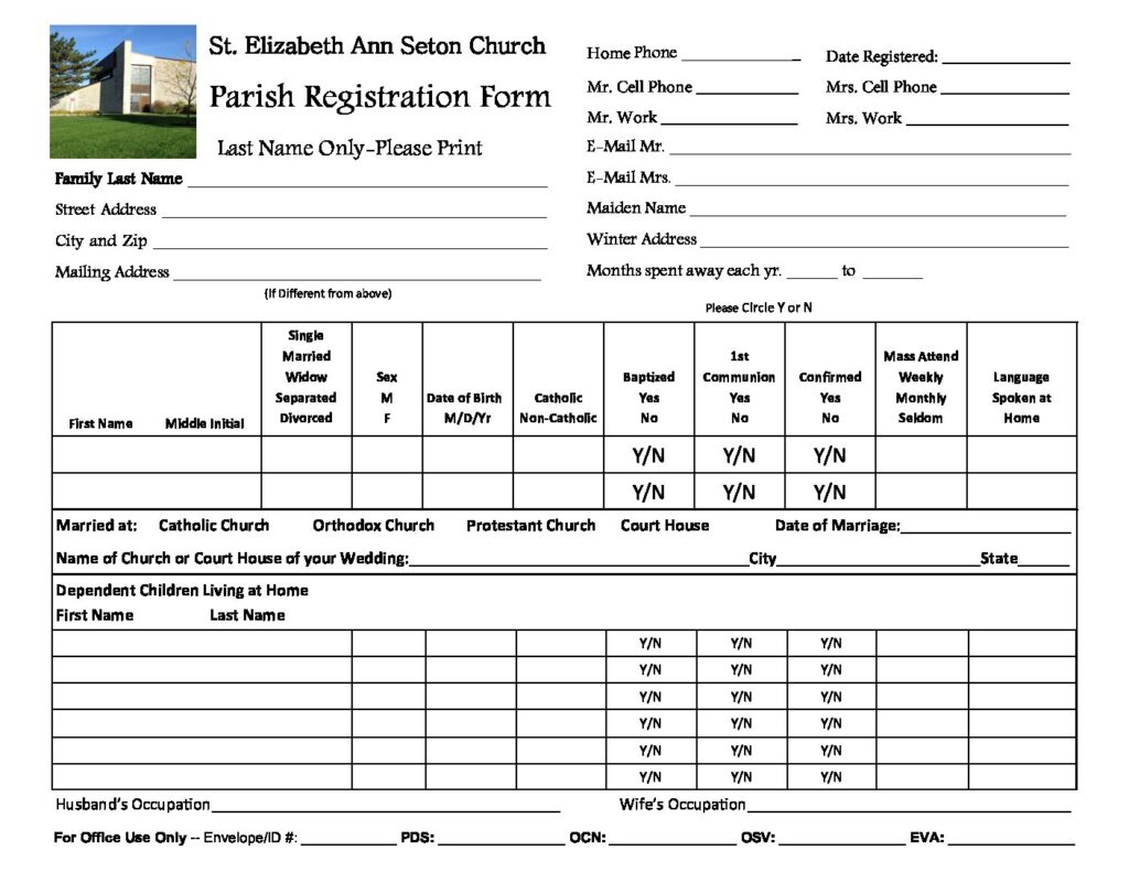 New 2023 Registration Form | St. Elizabeth Ann Seton